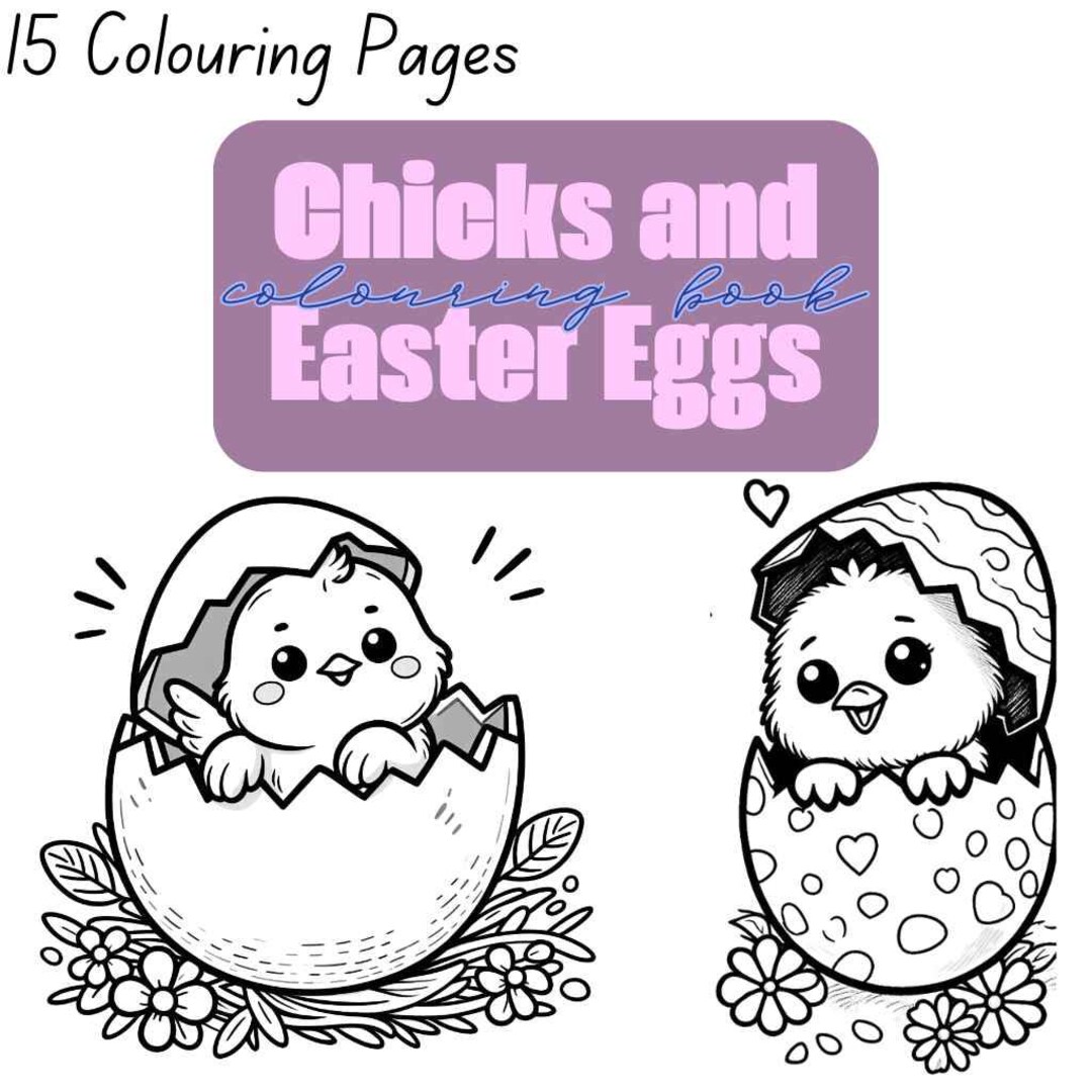 Chicks and Easter Eggs | Colouring Pages - Etsy