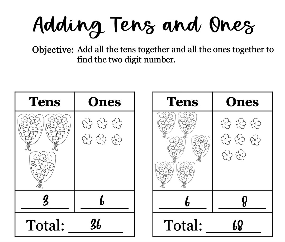 Tens and Ones | Grade 1 Worksheet - Etsy