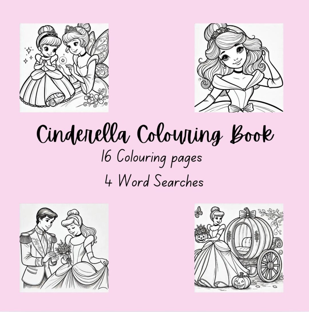 Cinderella Colouring Book and Word Searches - Etsy