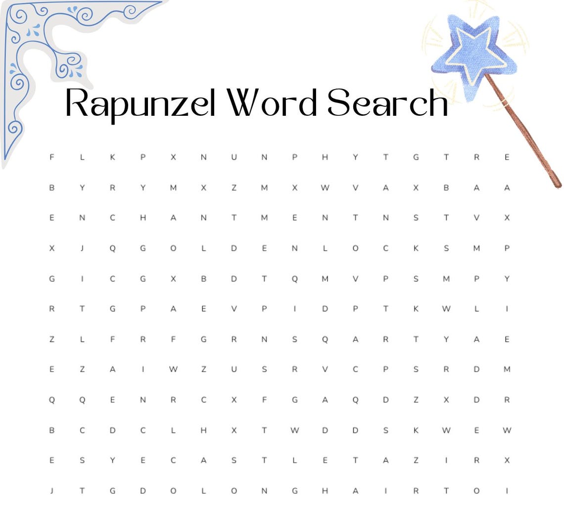 Rapunzel Colouring Book and Word Searches - Etsy