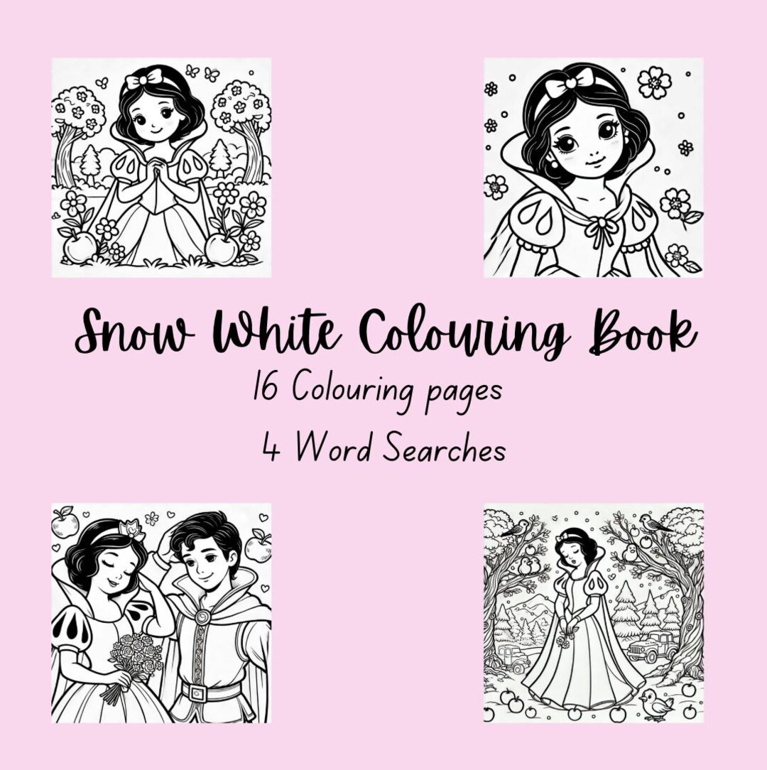 Snow White Colouring Book and Word Searches - Etsy