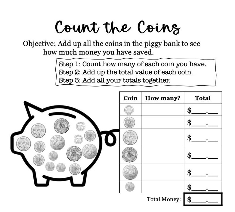 Count the Money | Grade 1 Worksheet | Australian Currency - Etsy