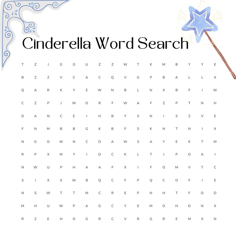 Cinderella Colouring Book and Word Searches - Etsy