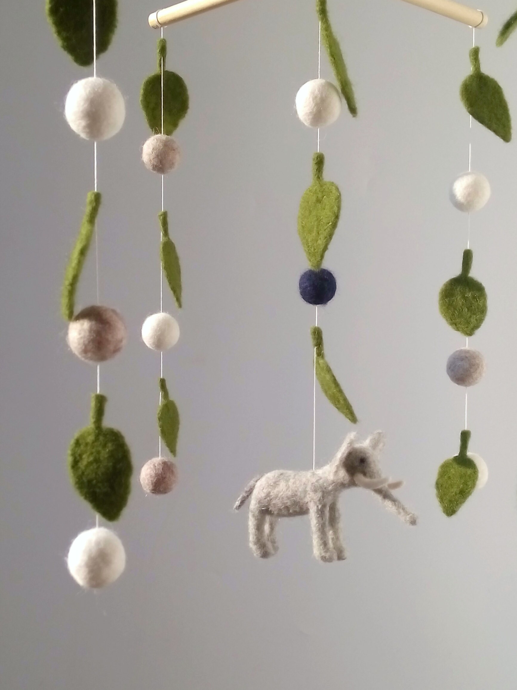 Felt baby mobile Nursery crib decor Needle felted elephant | Etsy