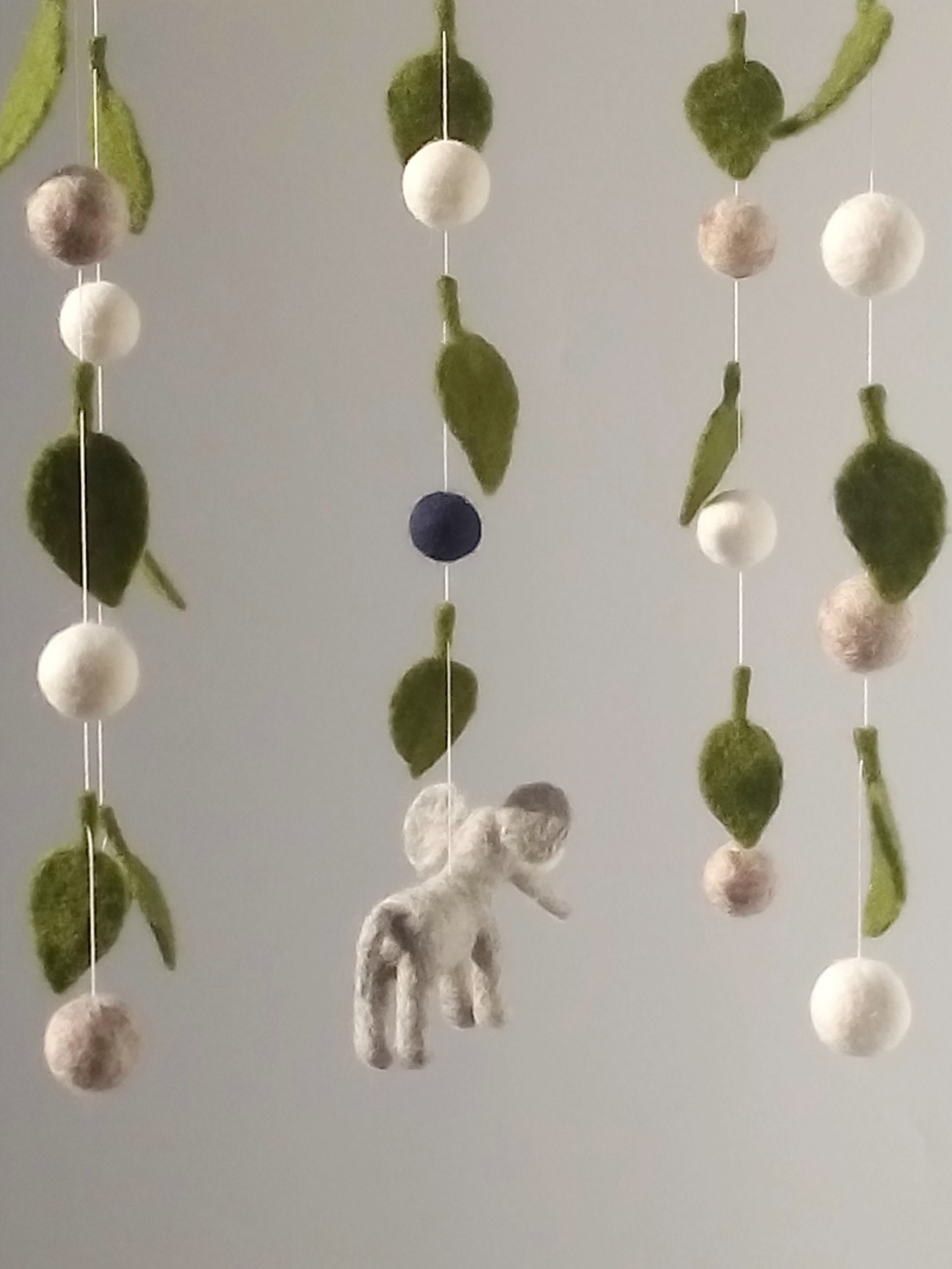 Felt baby mobile Nursery crib decor Needle felted elephant | Etsy
