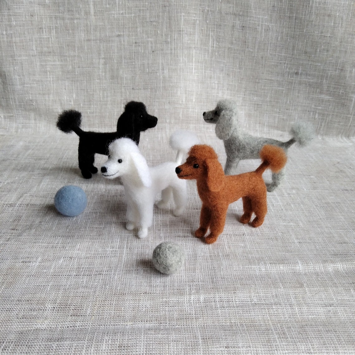 Felt cute Poodle Miniature needle felted dog Dollhouse dog | Etsy