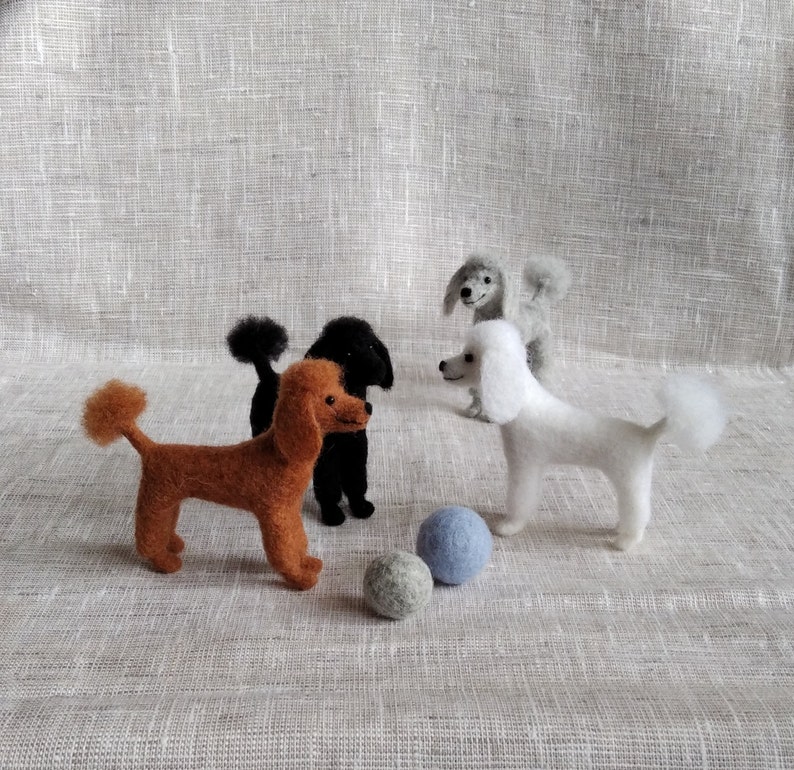 Felt cute Poodle Miniature needle felted dog Dollhouse dog | Etsy