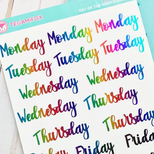 Days of the Week Script Planner Stickers - Etsy