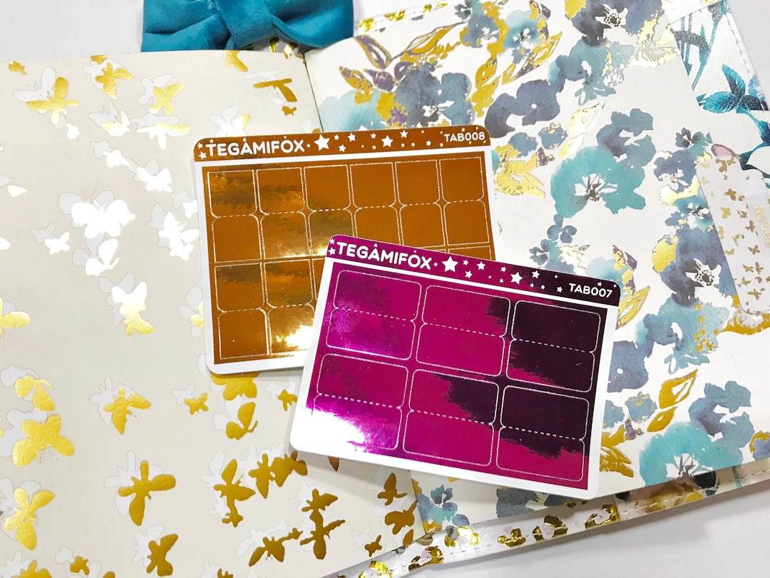 FOIL Blank Tab Stickers - 6 Regular Tabs or 12 Mini Tabs - Over 35 Foil ...