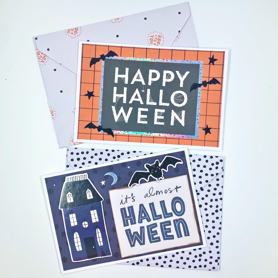 Halloween Greeting Cards - Halloween Note Cards - Set of 2 - With ...
