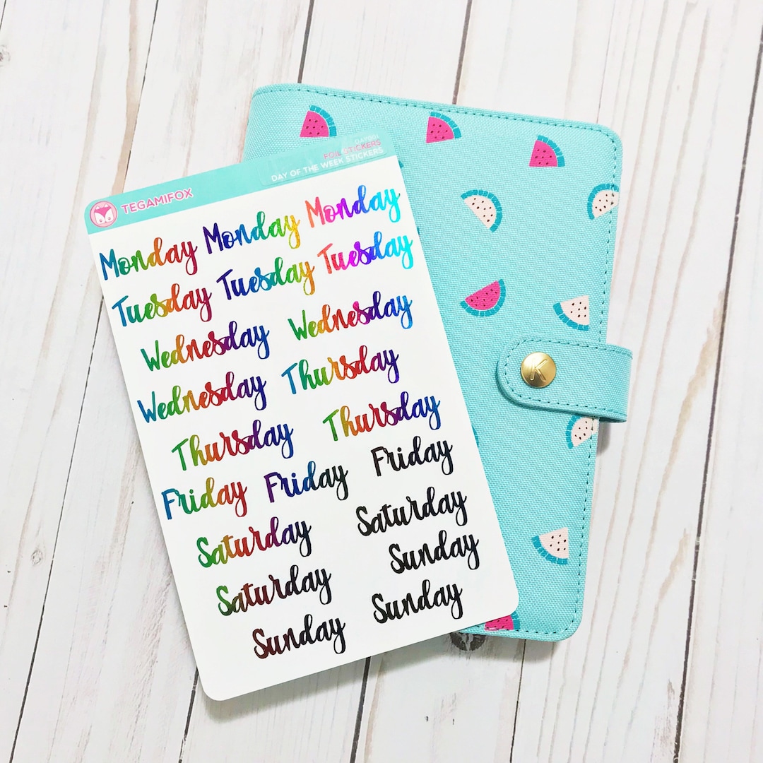 Day of the Week Stickers, Weekday Planner Stickers, Week Day Stickers ...
