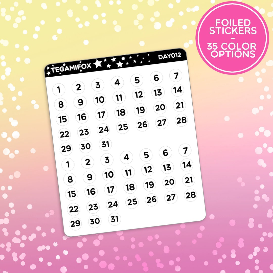 Foiled Date Dot Stickers Overlays - for Bullet Journals, Hobonichi ...