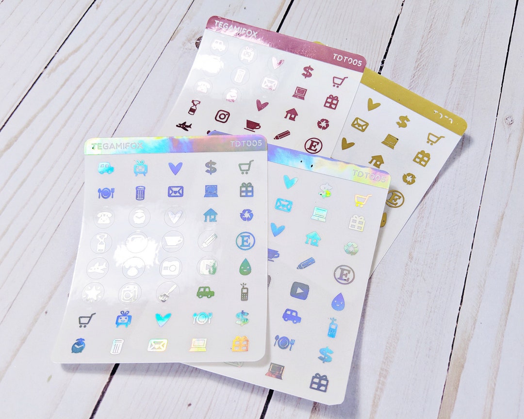 Foiled Icon Stickers Transparent Overlay Stickers Multiple Foil Color ...