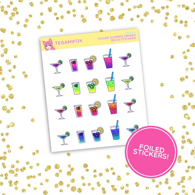 Cocktail Stickers Summer Drinks Beverage Stickers Martini - Etsy