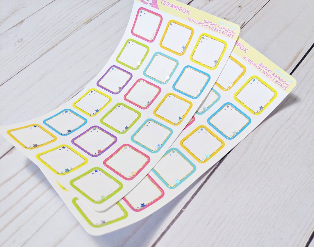 Rounded Square Box Stickers With Foil Accents - Bright Rainbow ...