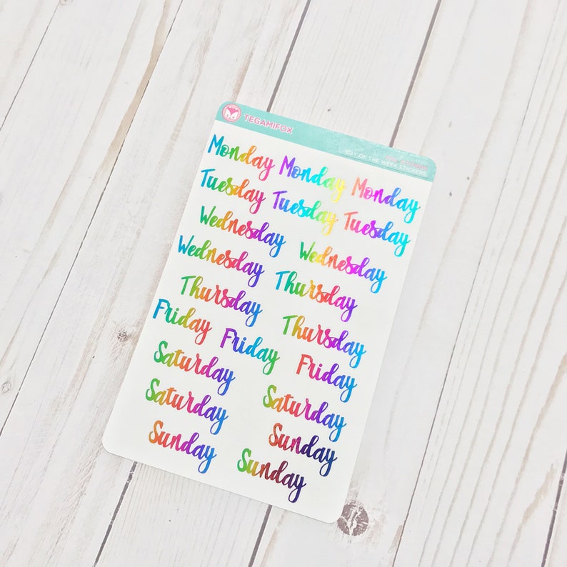 Day of the Week Stickers Weekday Planner Stickers Week Day - Etsy