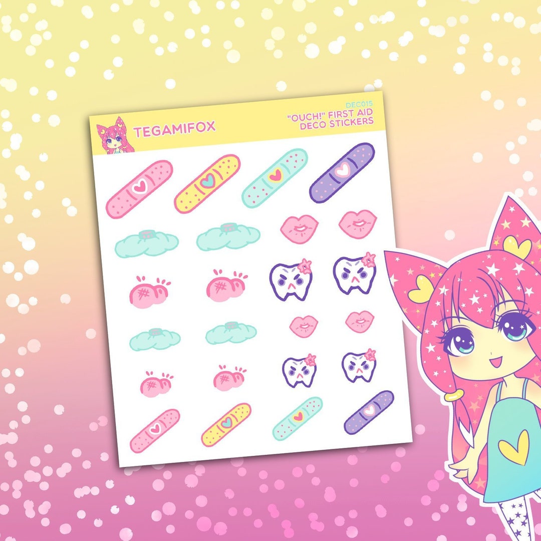 First Aid Stickers - Kawaii Medical Stickers - Bandages, Ice Packs ...