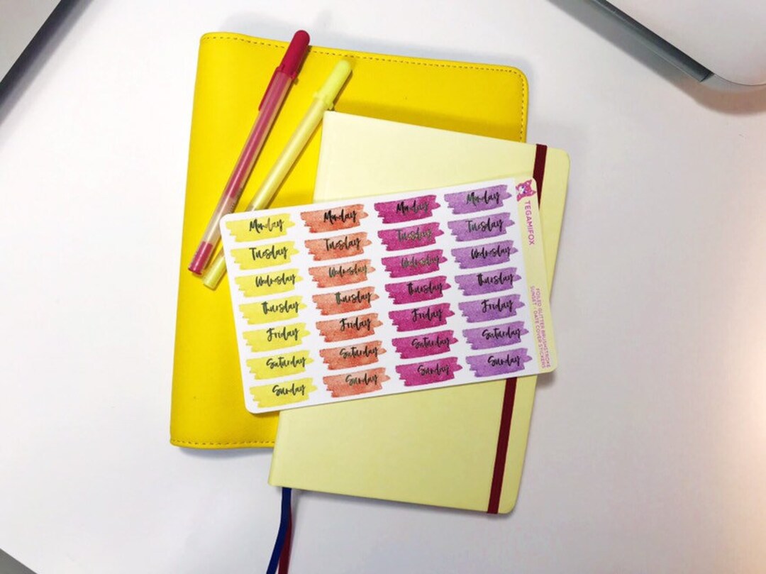 Foiled Glitter Watercolor Pincelada Fecha Cover Stickers for Planners ...