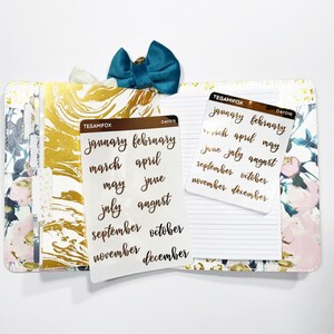 FOIL Monthly Transparent Date Script Stickers - Small and Large Font ...