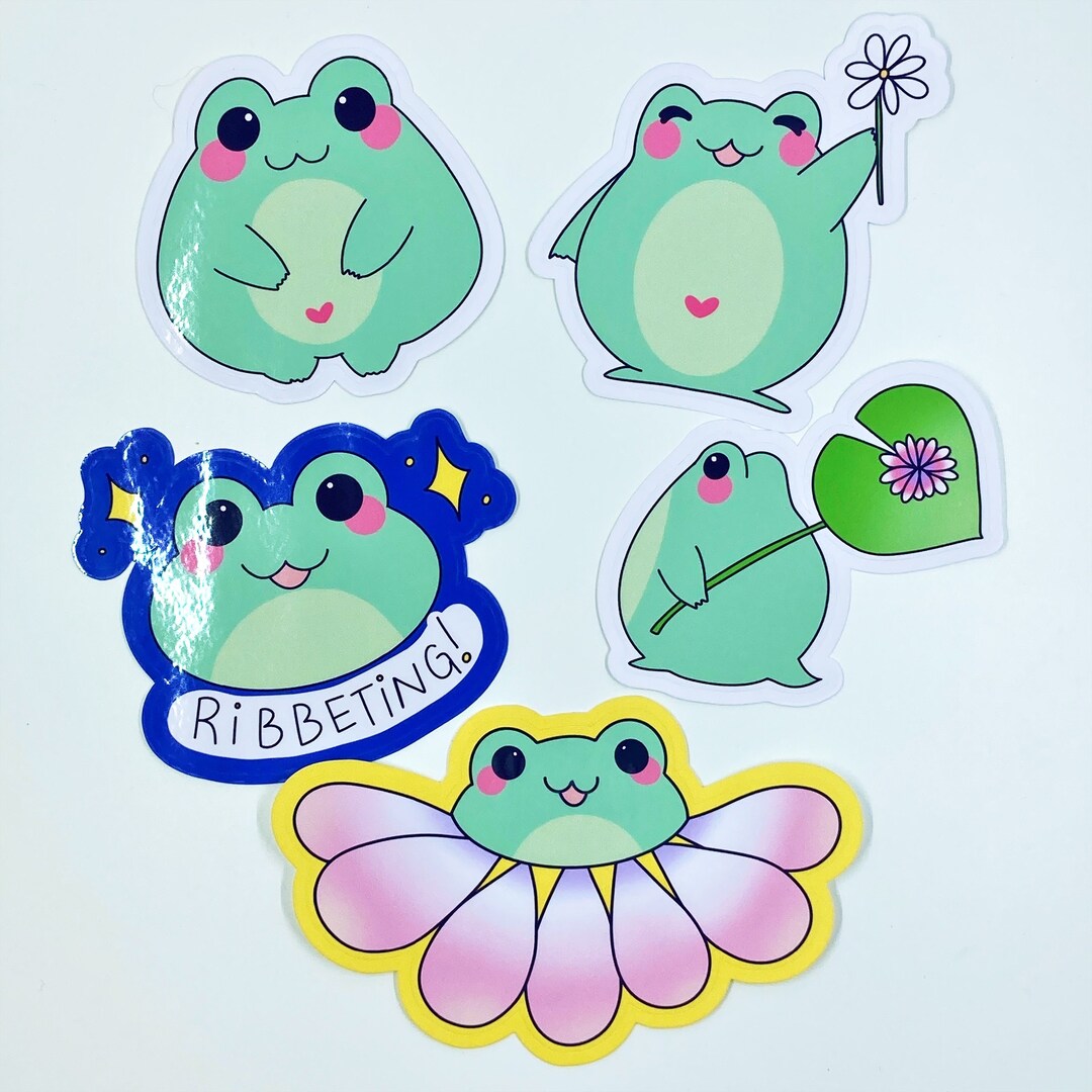 Frog Sticker Pack - Cute Froggie Stickers - Laminated - Pack of 5 - 3 ...