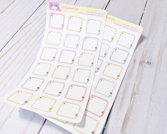Rounded Square Box Stickers With Foil Accents Pastel Rainbow - Etsy