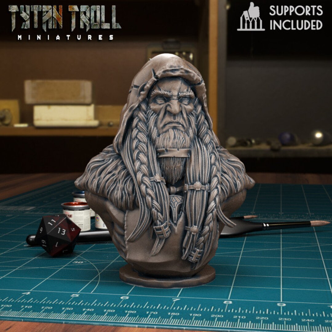 Druid 3D Printed Resin Bust - Etsy