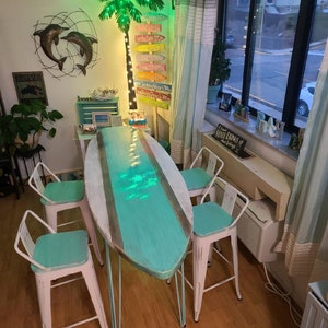 Surfboard Bar Countertop Table Top 5 or 6 Foot Set Beachy Home Hawaiian ...