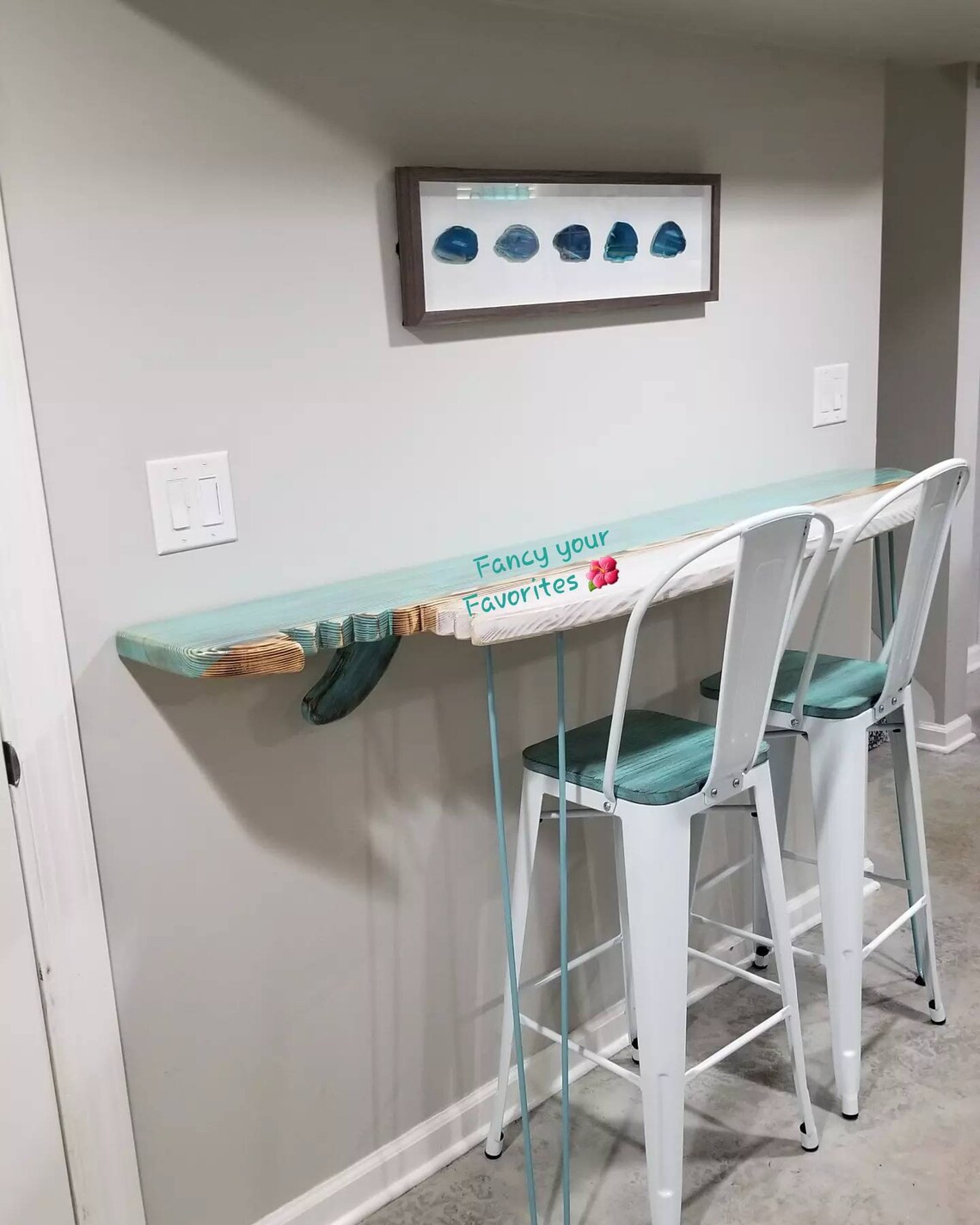 Surfboard Bar Countertop Set 6 Foot With 2 Matching Stools | Etsy