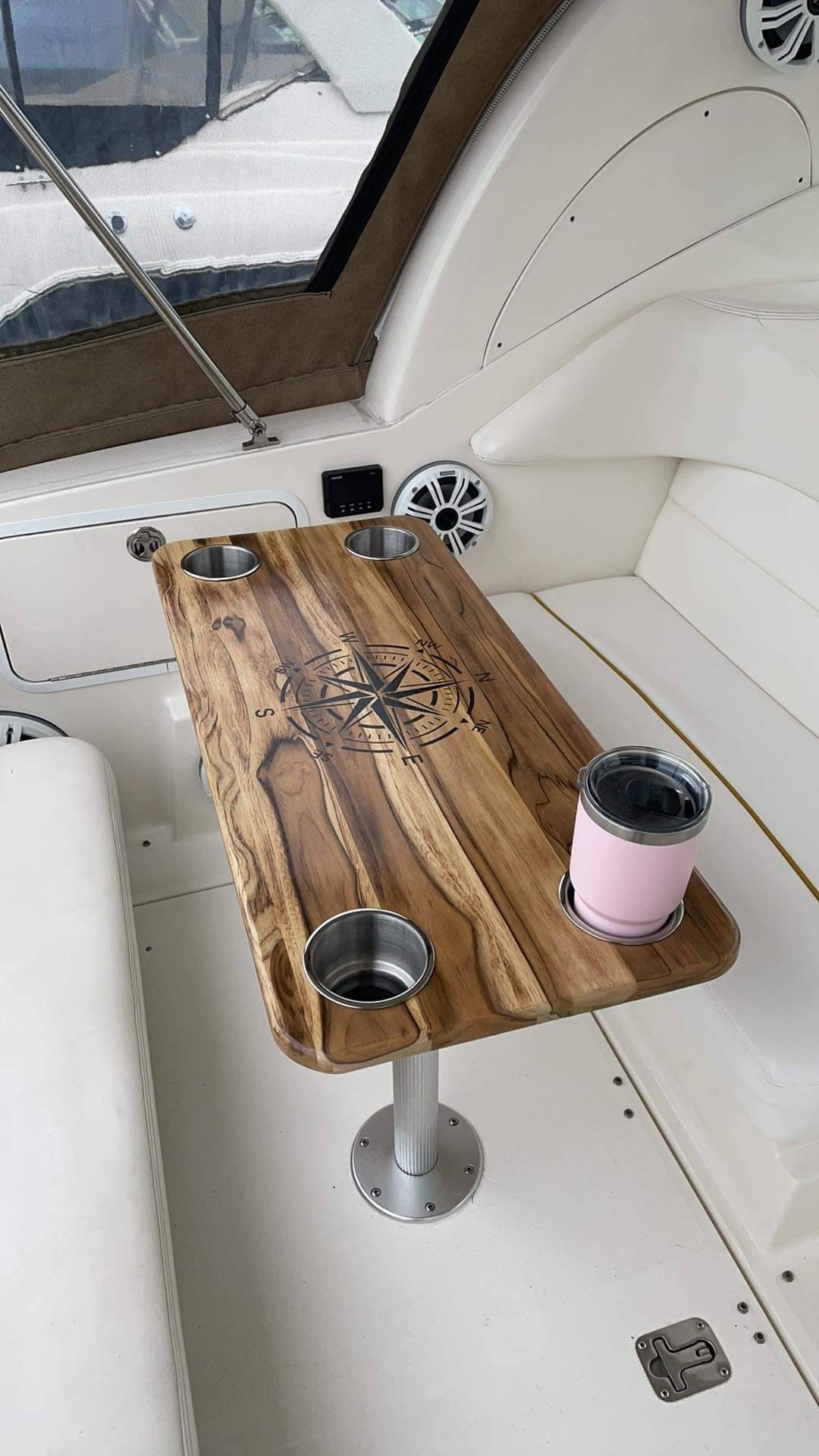 Teak table top for boat store