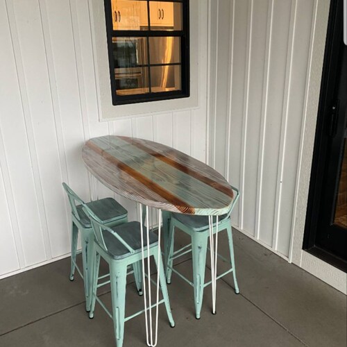 6 Foot Surfboard Table With 4 Stools Bar Height Table Made - Etsy
