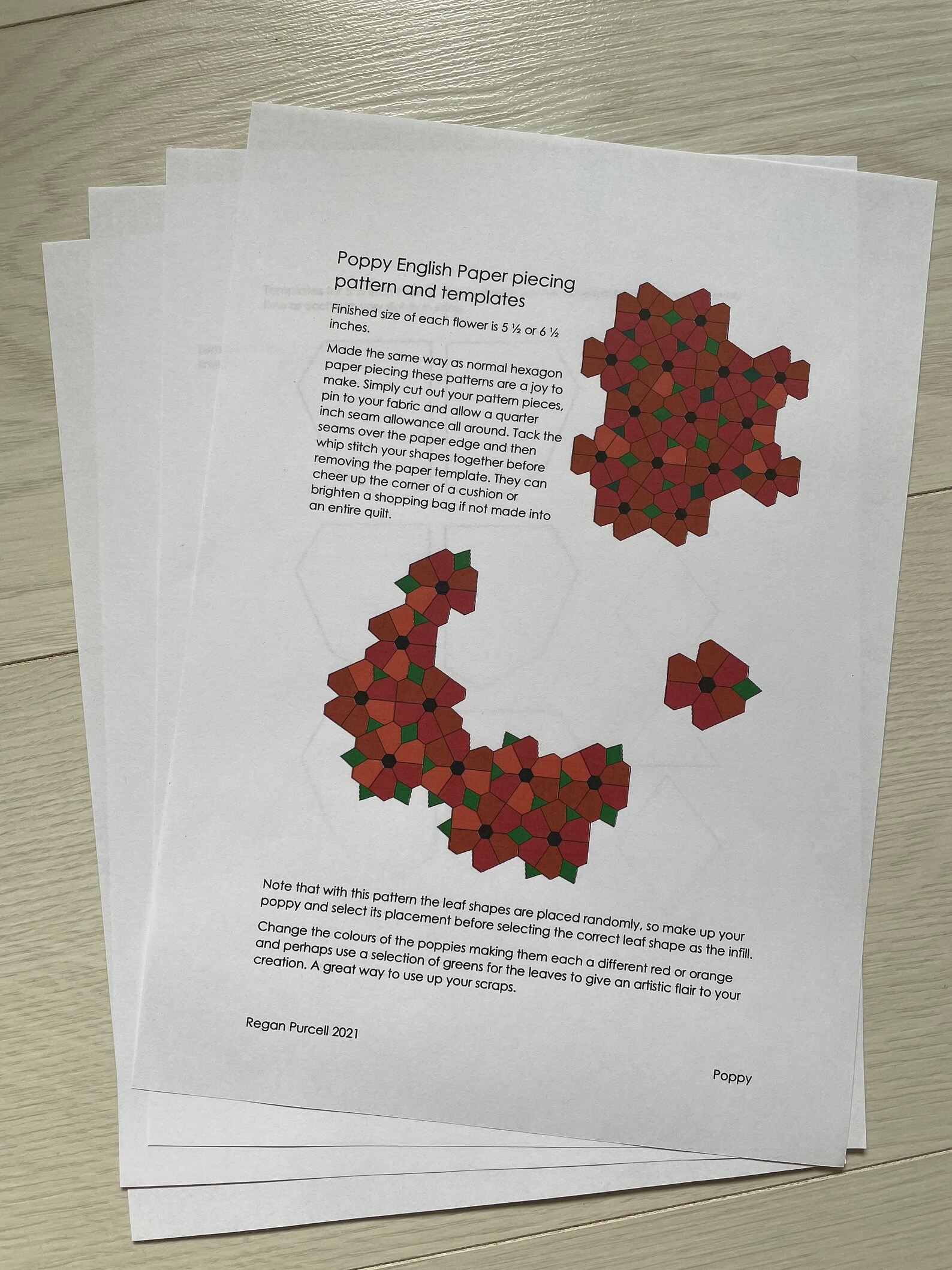 Poppy English Paper Piecing - Etsy UK
