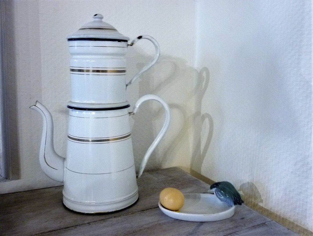 Antique French Enameled Coffee Pot Café/bistro Coffee Pot Old ...