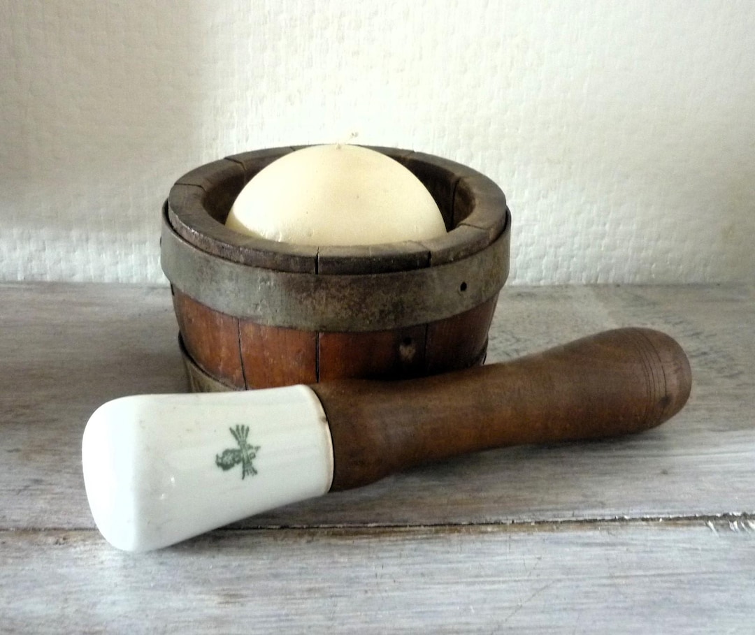 Grand pilon français céramique et bois pilon de pharmacie ustensiles ...