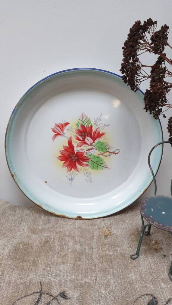 Home & Living Gorgeous Vintage Enamelware Tray Trays & Platters etna.com.pe