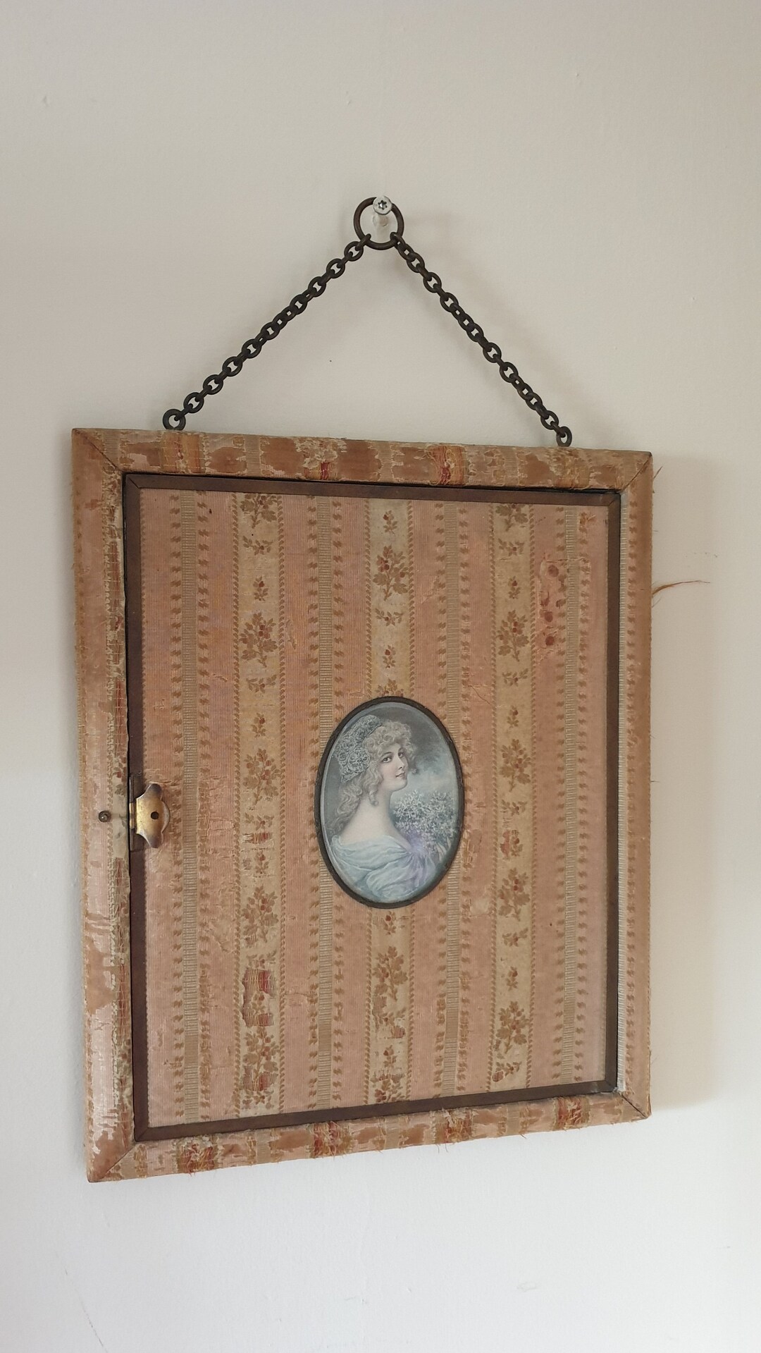 Late 19C Fabric Covered Triptych Mirror With Hand Painted - Etsy UK