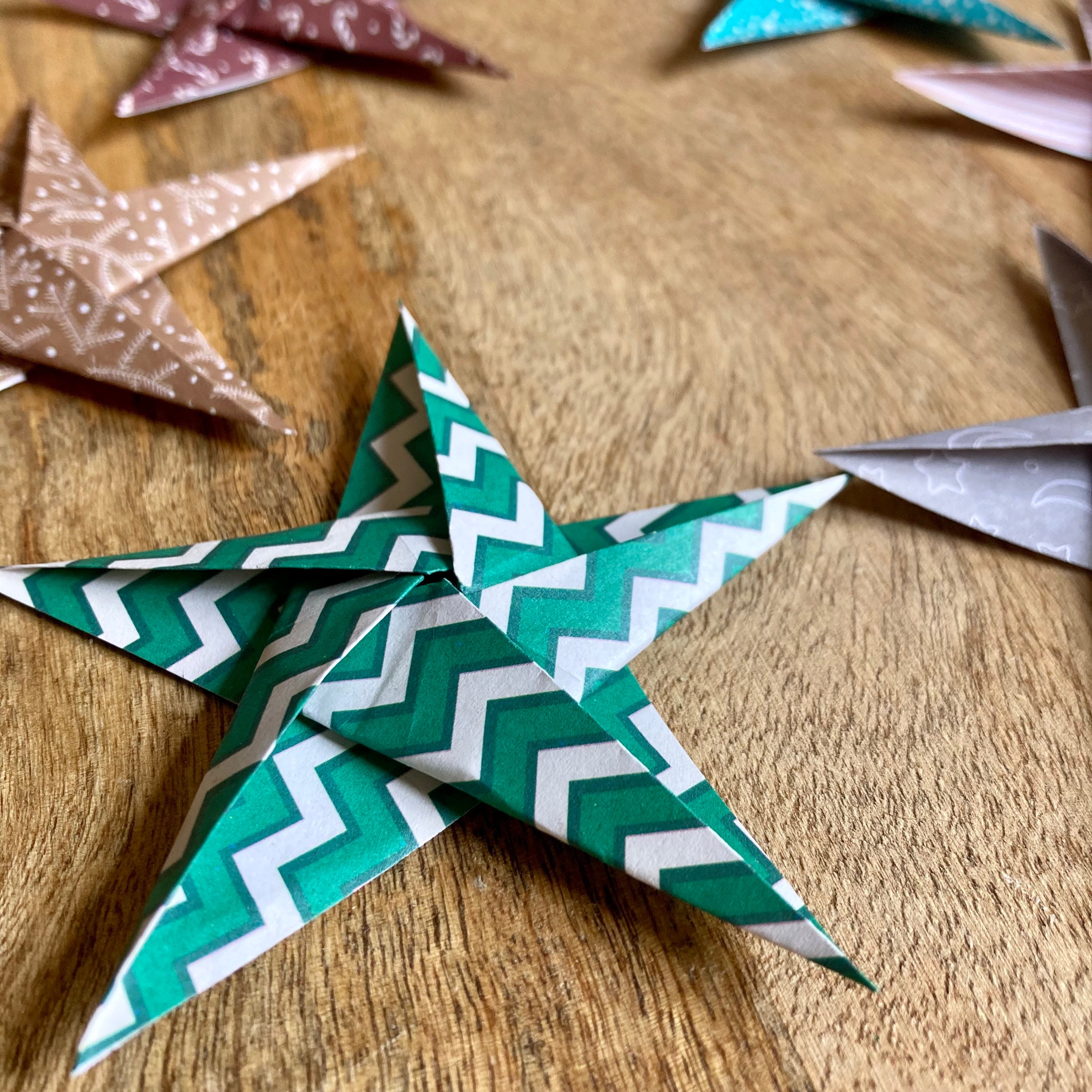 Christmas Origami Stars Set of 12 Handmade Paper Stars Christmas ...
