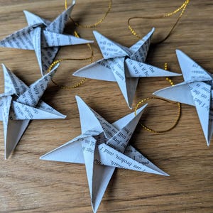 Book and Reading Themed Origami Stars ~ Set of 10 Handmade Christmas ...