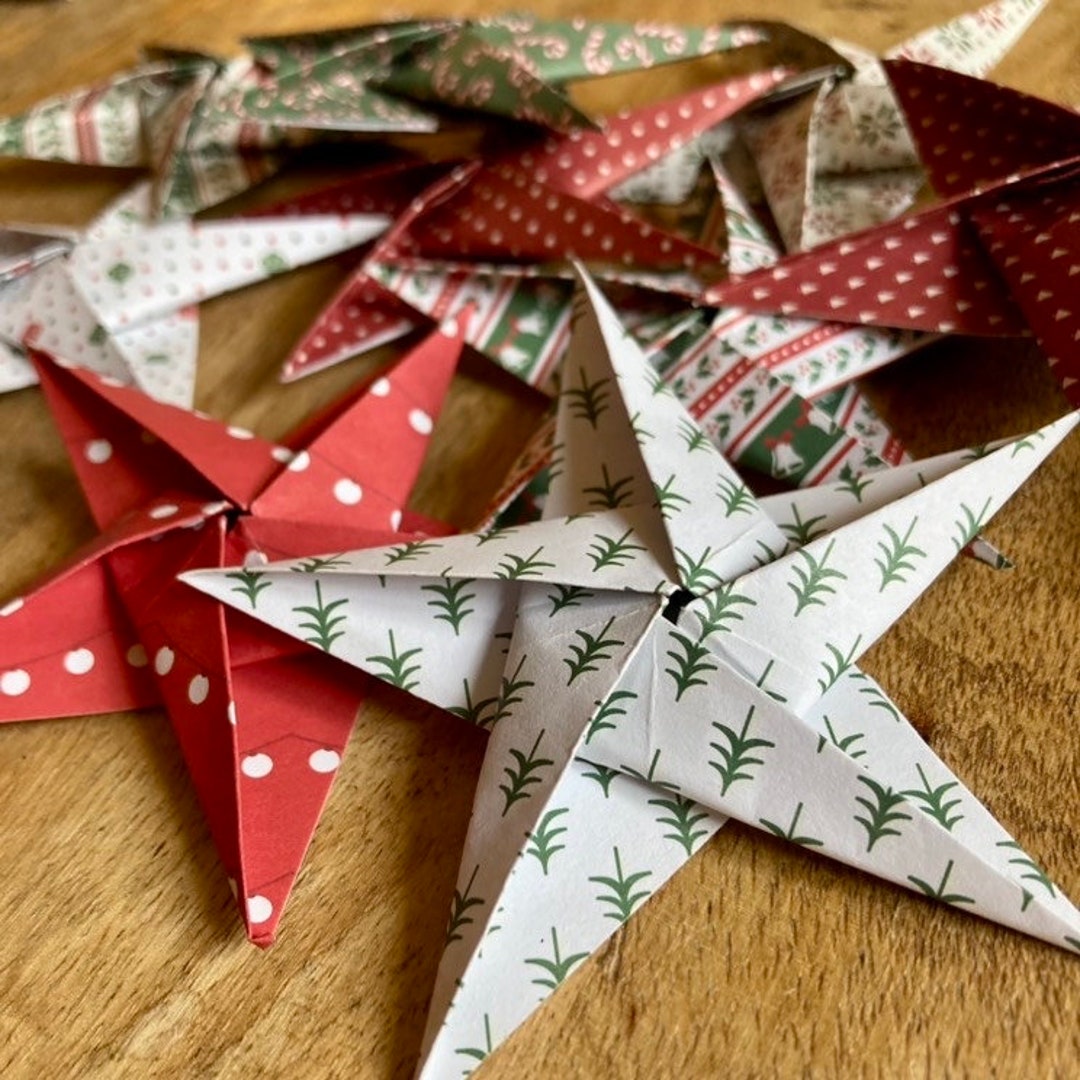 Christmas Origami Stars Set of 10 Handmade Paper Stars Christmas ...