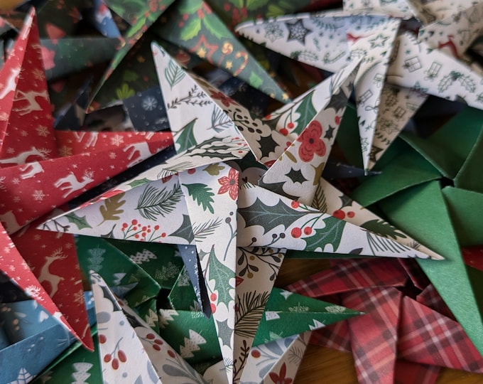 Christmas Origami Stars ~ Set of 12 Handmade Paper Stars ~ Christmas ...