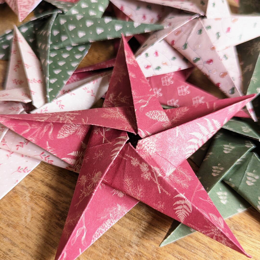 Traditional Patterned Christmas Origami Stars ~ Set of 10 Handmade ...
