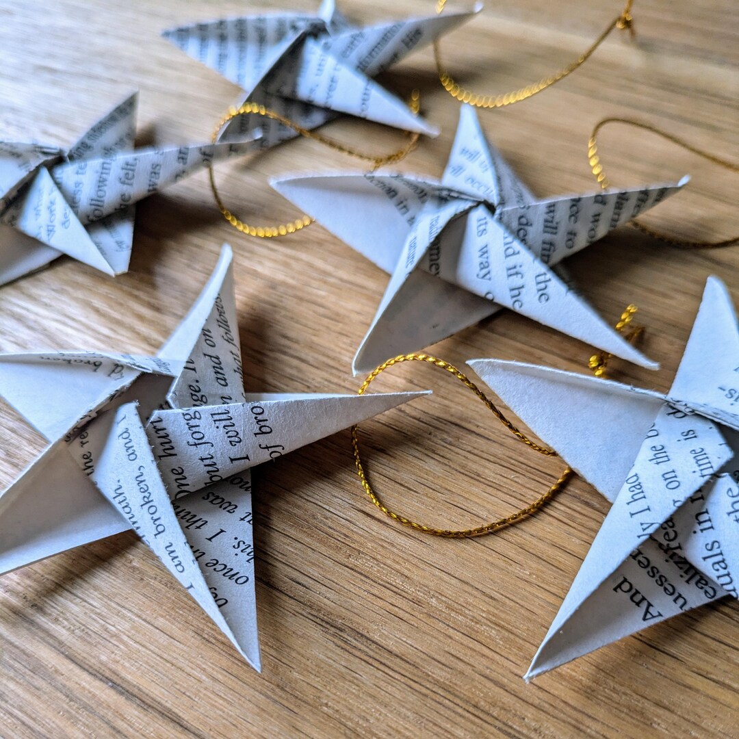 Book and Reading Themed Origami Stars ~ Set of 10 Handmade Christmas ...