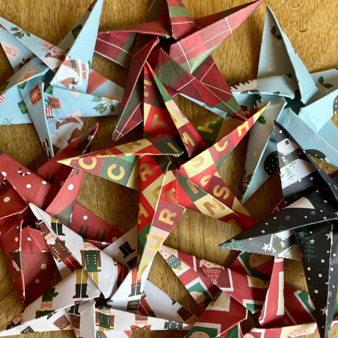 Christmas Origami Stars ~ Set of 8 Handmade Paper Stars ~ Traditional ...
