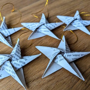 Book and Reading Themed Origami Stars ~ Set of 10 Handmade Christmas ...