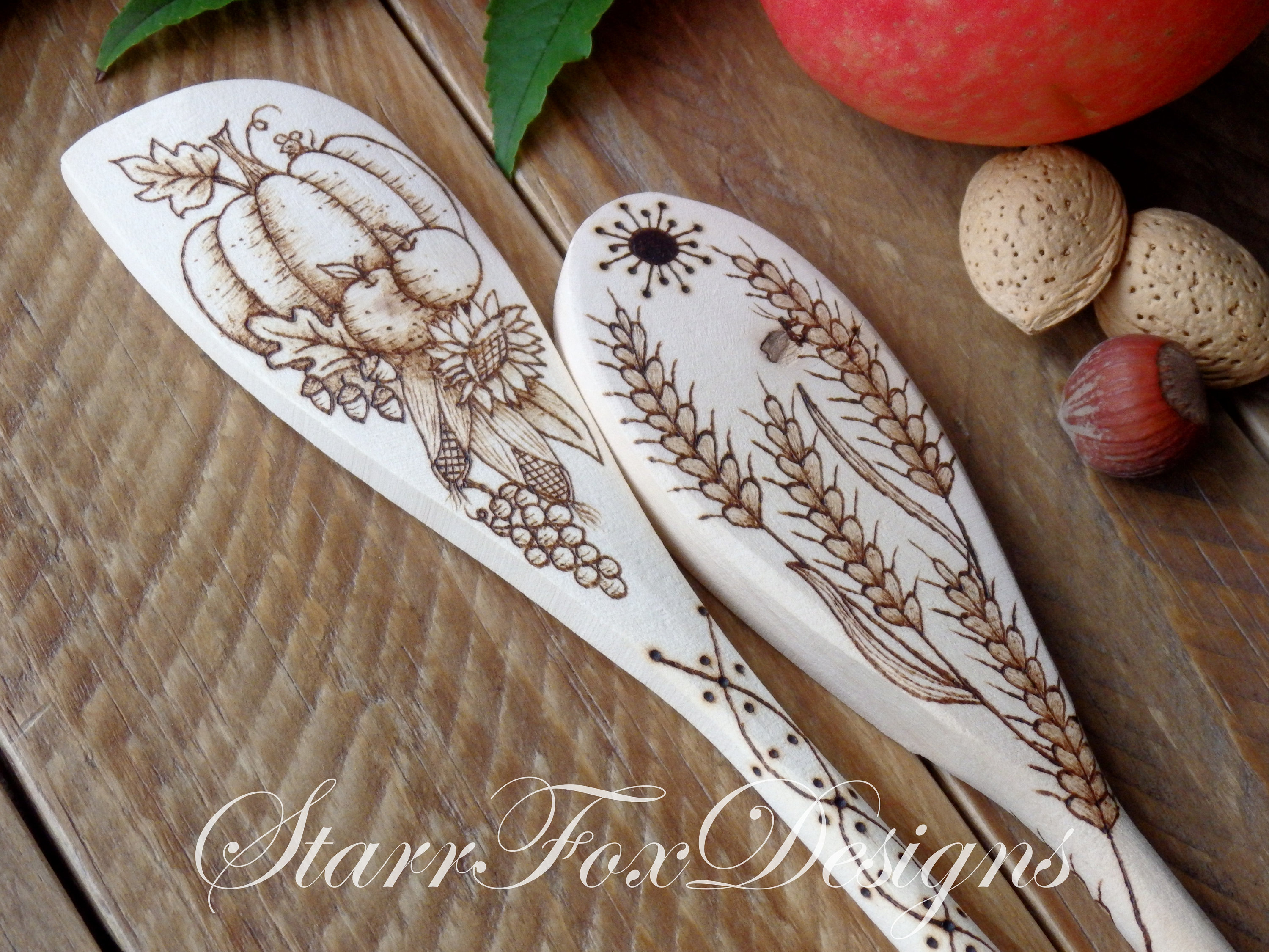 Harvest Design Wood Burned Kitchen Utensils Pyrography - Etsy