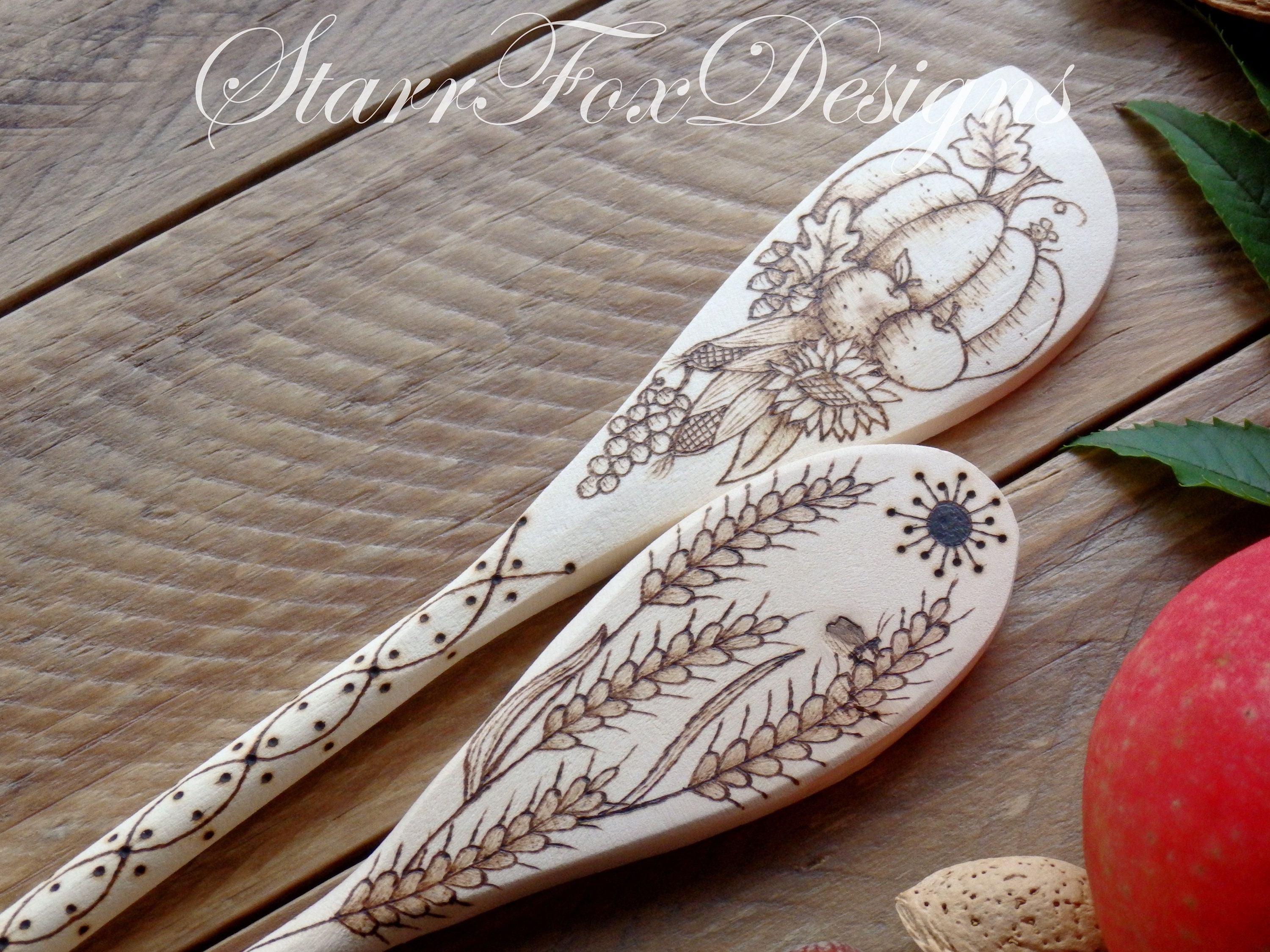 Harvest Design Wood Burned Kitchen Utensils Pyrography - Etsy