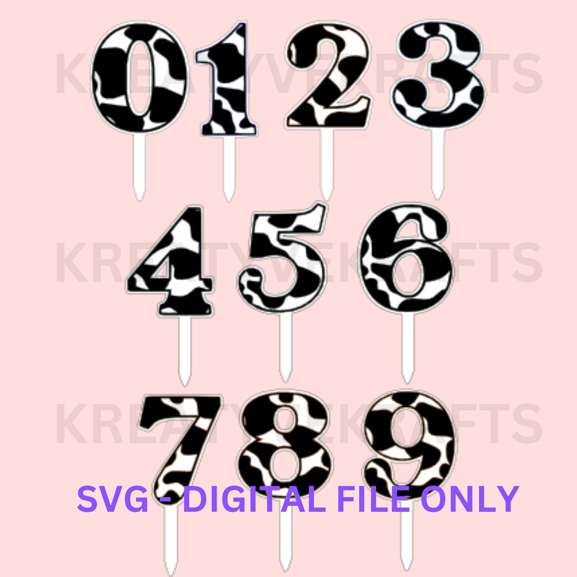 Cow Print Cake Topper, Number Cake Topper Svg, Cow Print Cake Topper ...