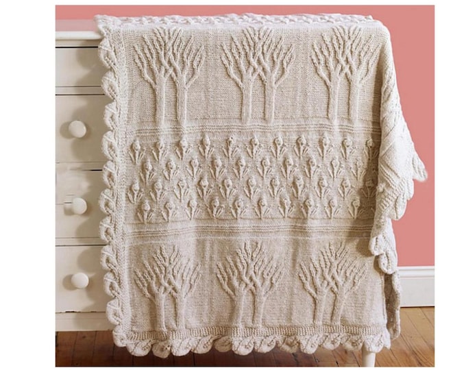 Vintage Pattern Knitted Tree of Life Baby Throw Blanket PDF | Etsy