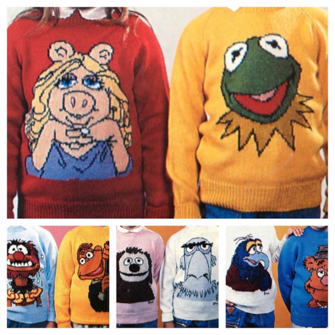 Vintage Pattern the Muppets Jumpers, Adults and Childrens Knitting ...