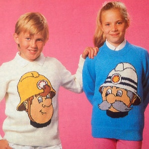 Vintage Pattern Fireman Sam Jumpers Adults and Childrens Knitting ...