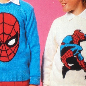 Vintage Pattern Marvel Spiderman Jumpers Adults and Childrens Knitting ...